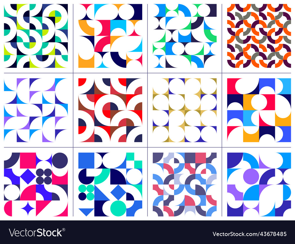 Geometric abstract seamless patterns set Vector Image