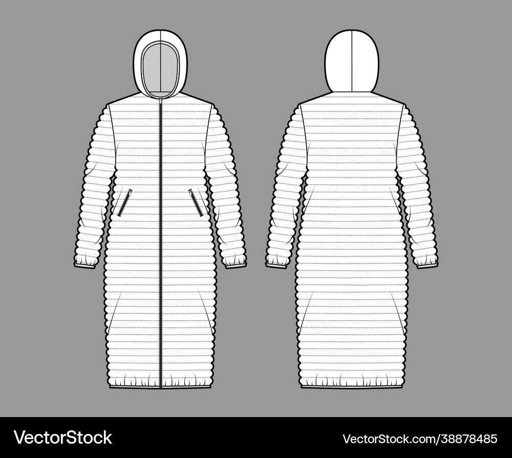Hooded jacket down puffer coat technical fashion Vector Image