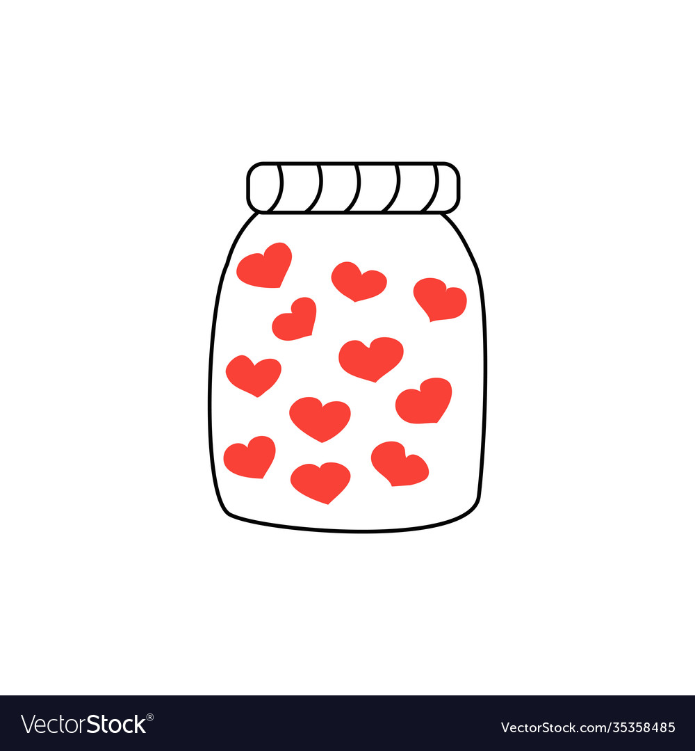 Jar with red hearts inside valentines day Vector Image