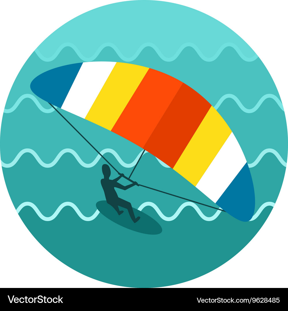 Kite boarding surfing icon summer vacation Vector Image