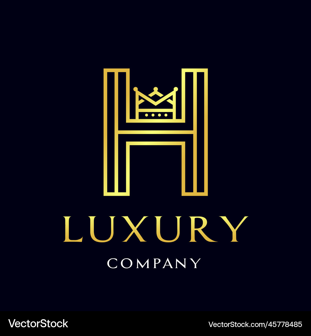 Letter h crown logo template design with gold Vector Image