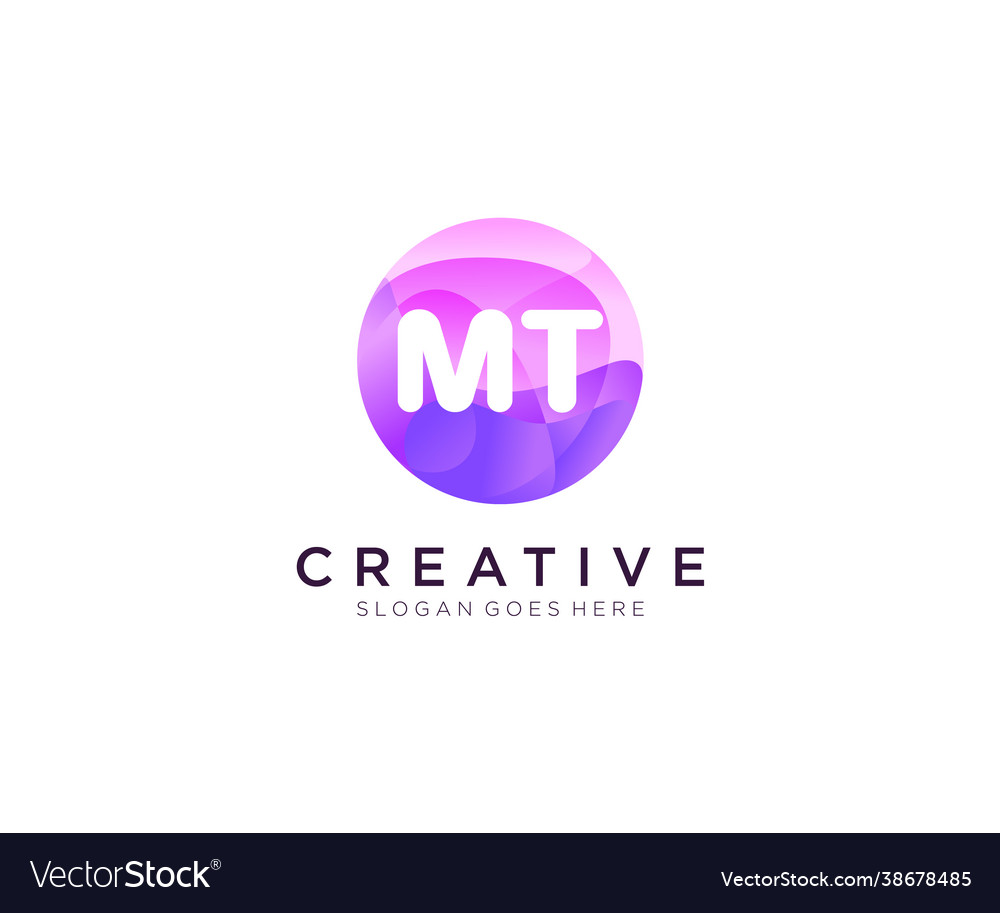 Mt initial logo with colorful circle template Vector Image