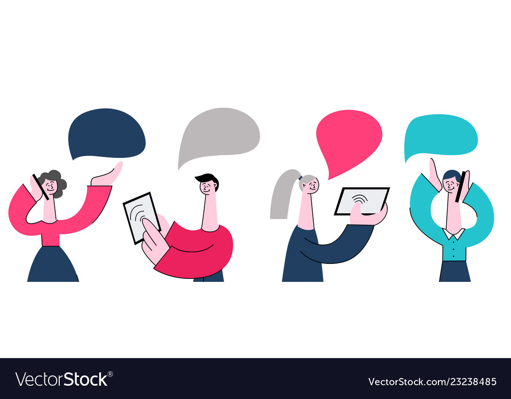 Set of young people using Royalty Free Vector Image