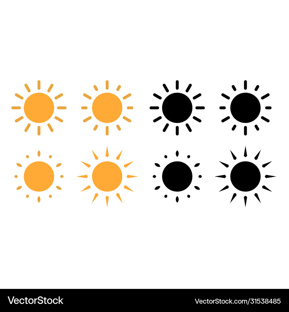 Set suns four painted solar symbols Royalty Free Vector