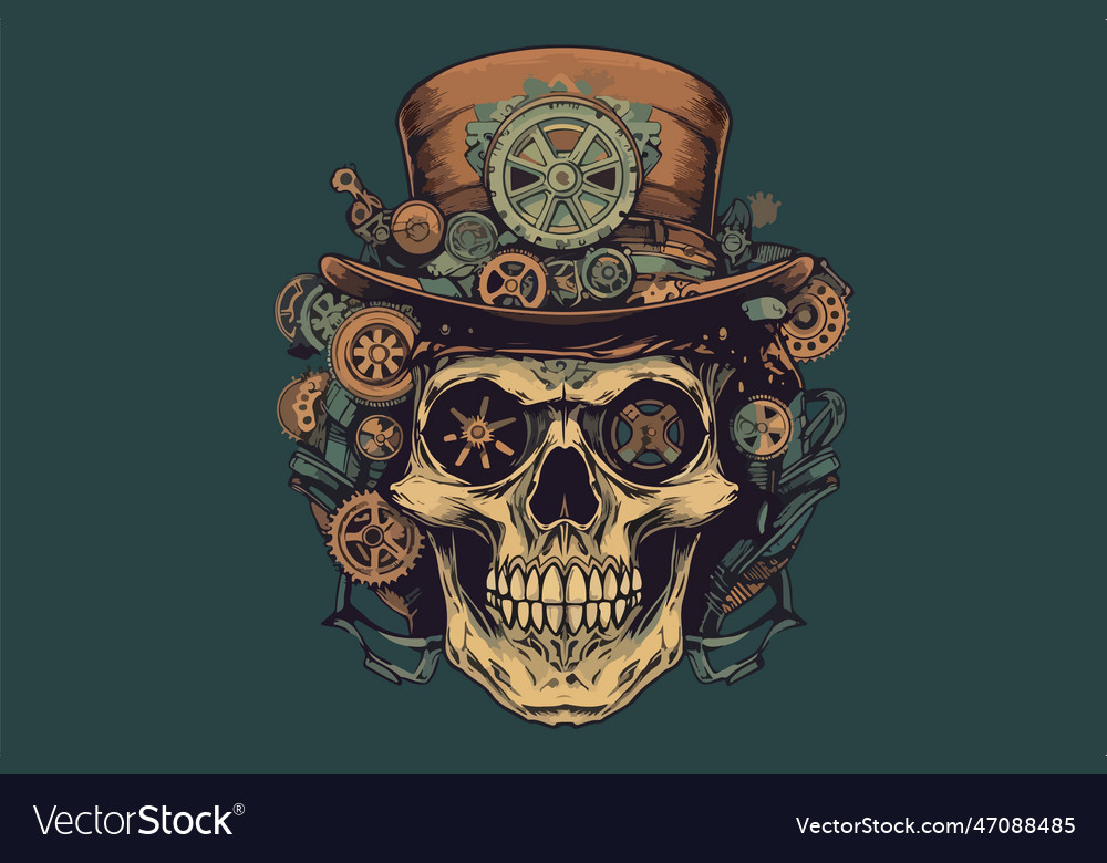 Steampunk skull vintage Royalty Free Vector Image