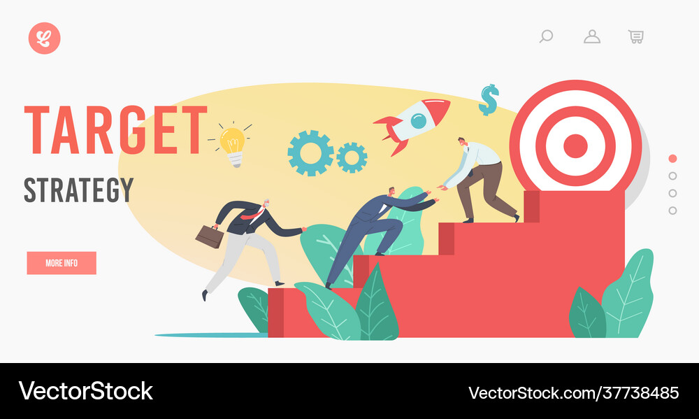 Target strategy landing page template businessmen Vector Image