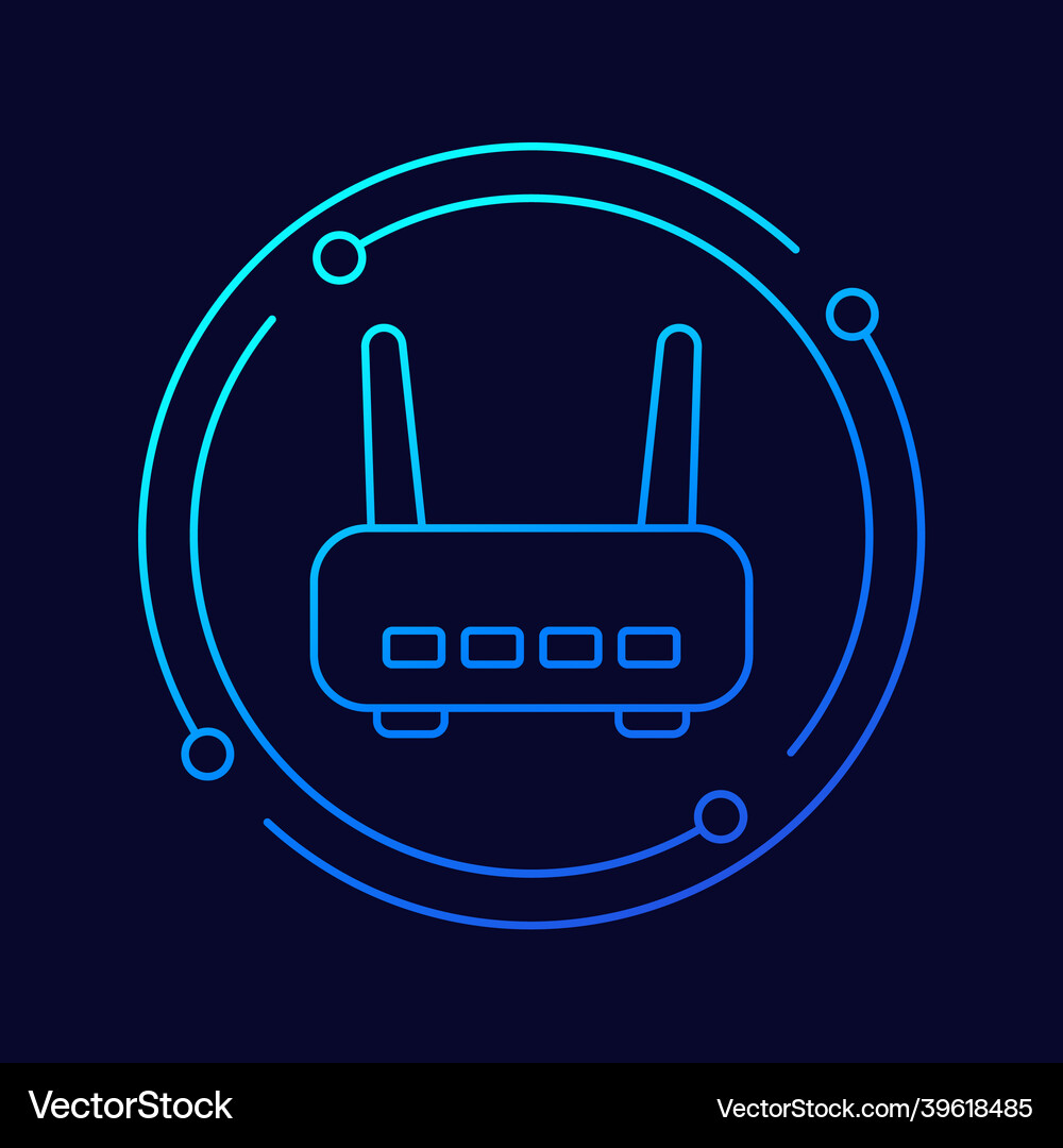 Wi-fi router adsl modem line icon Royalty Free Vector Image