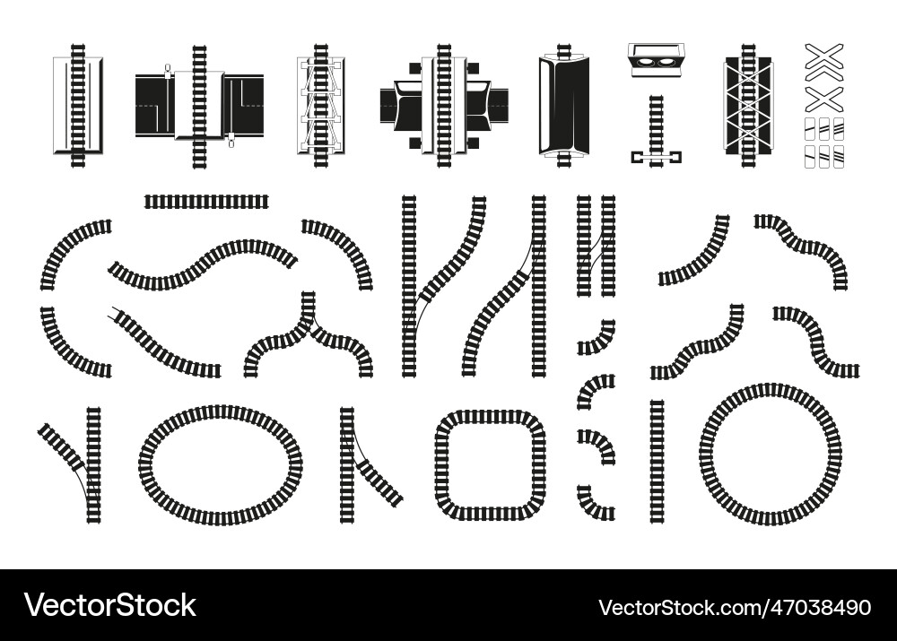 Black railway road railway tracks silhouette Vector Image