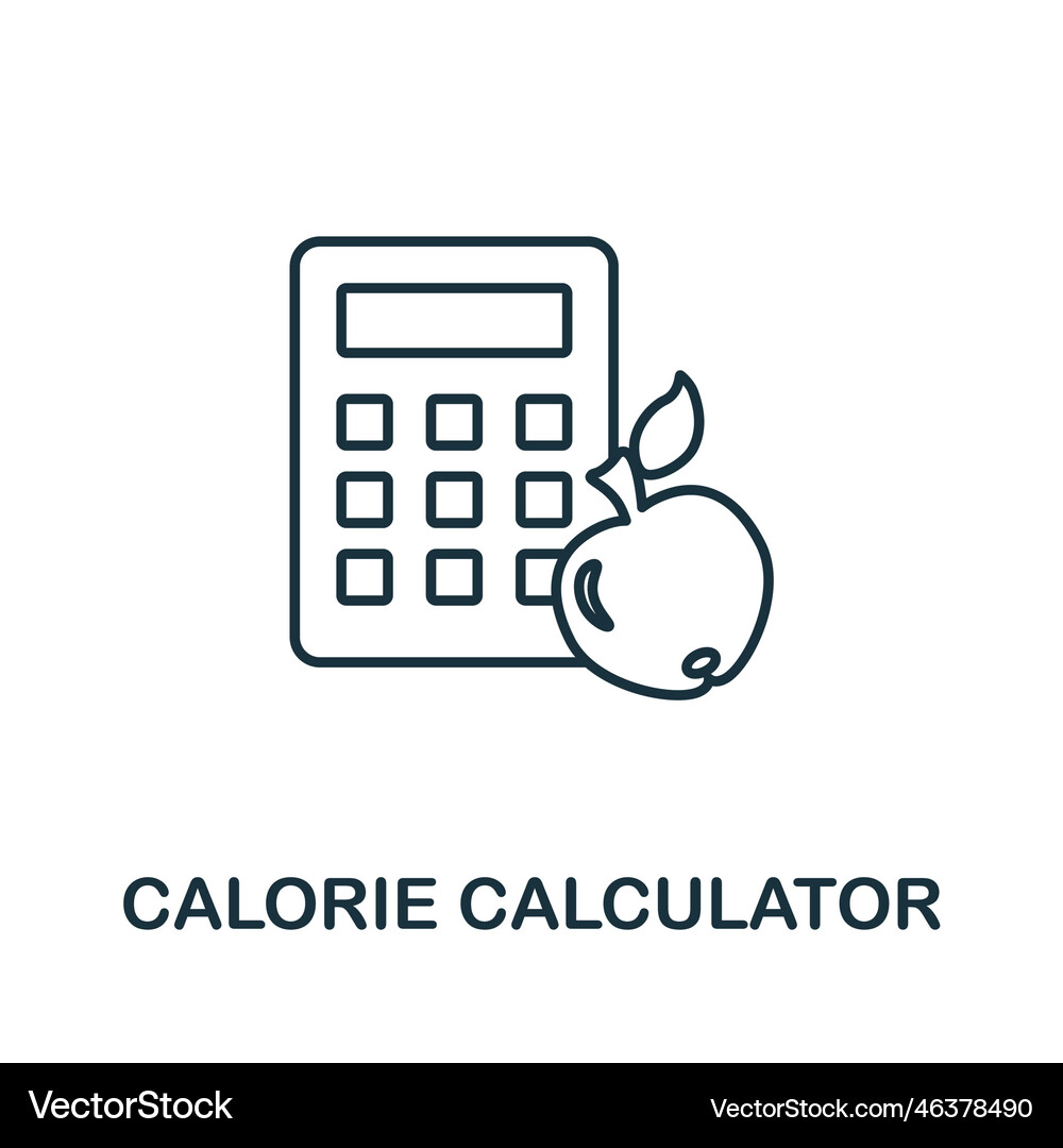 Calorie calculator line icon monochrome simple Vector Image