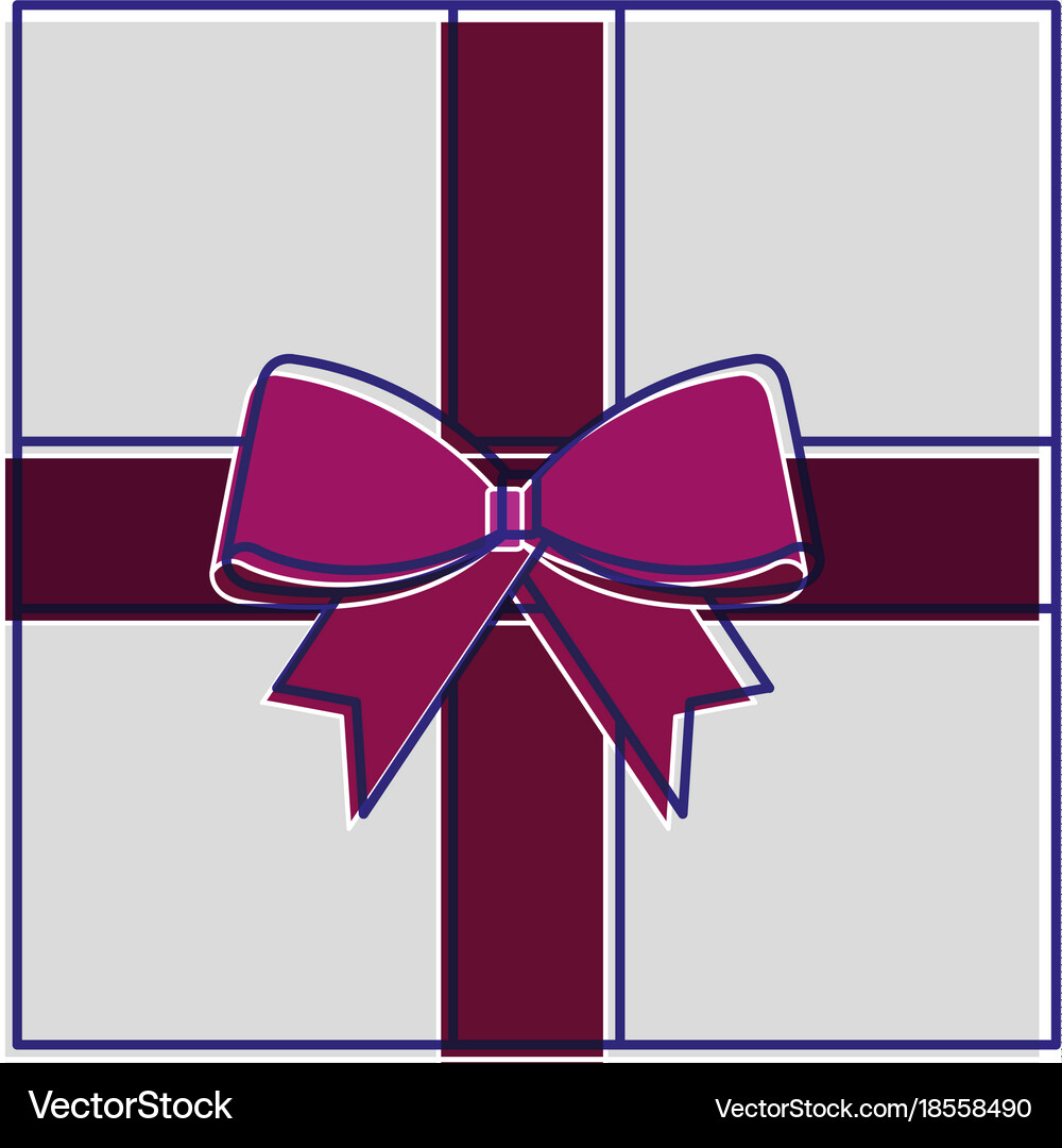 Christmas gift present box wrapped ribbon bow Vector Image