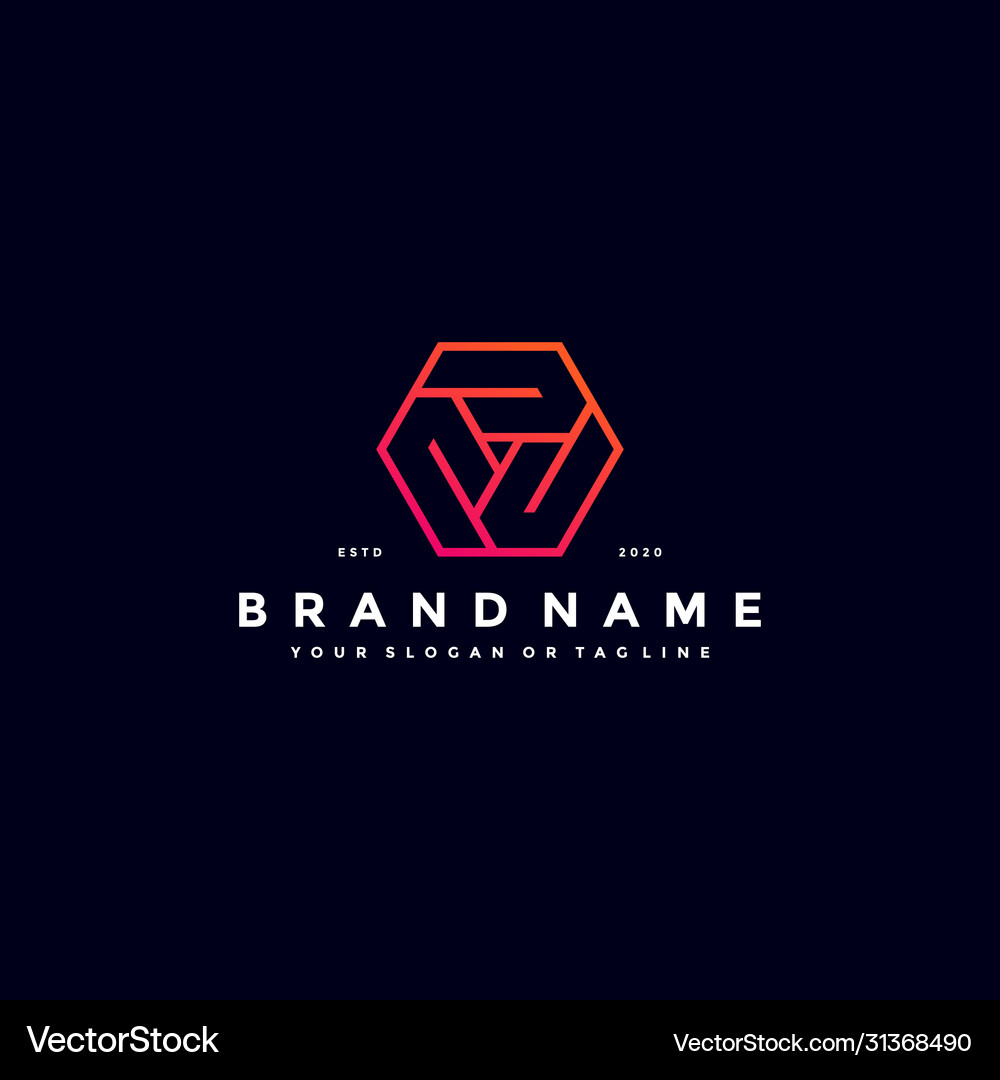 Colorful hexagon letter p logo design Royalty Free Vector