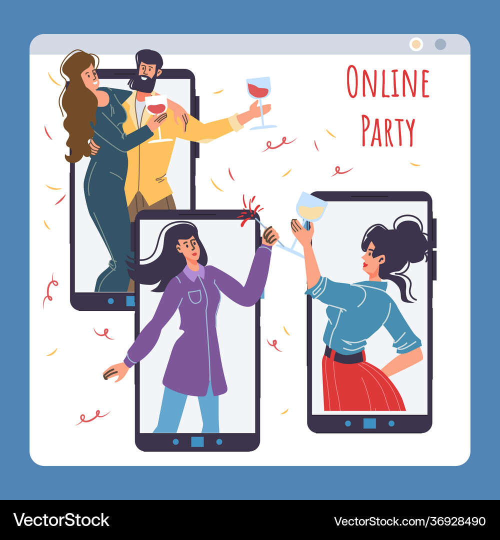 Flat cartoon characters celebratethrowing party Vector Image