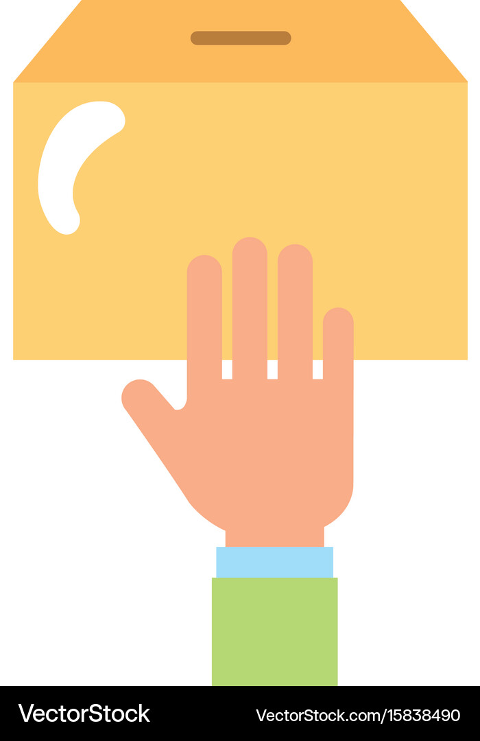 Hand human with box carton packing icon Royalty Free Vector
