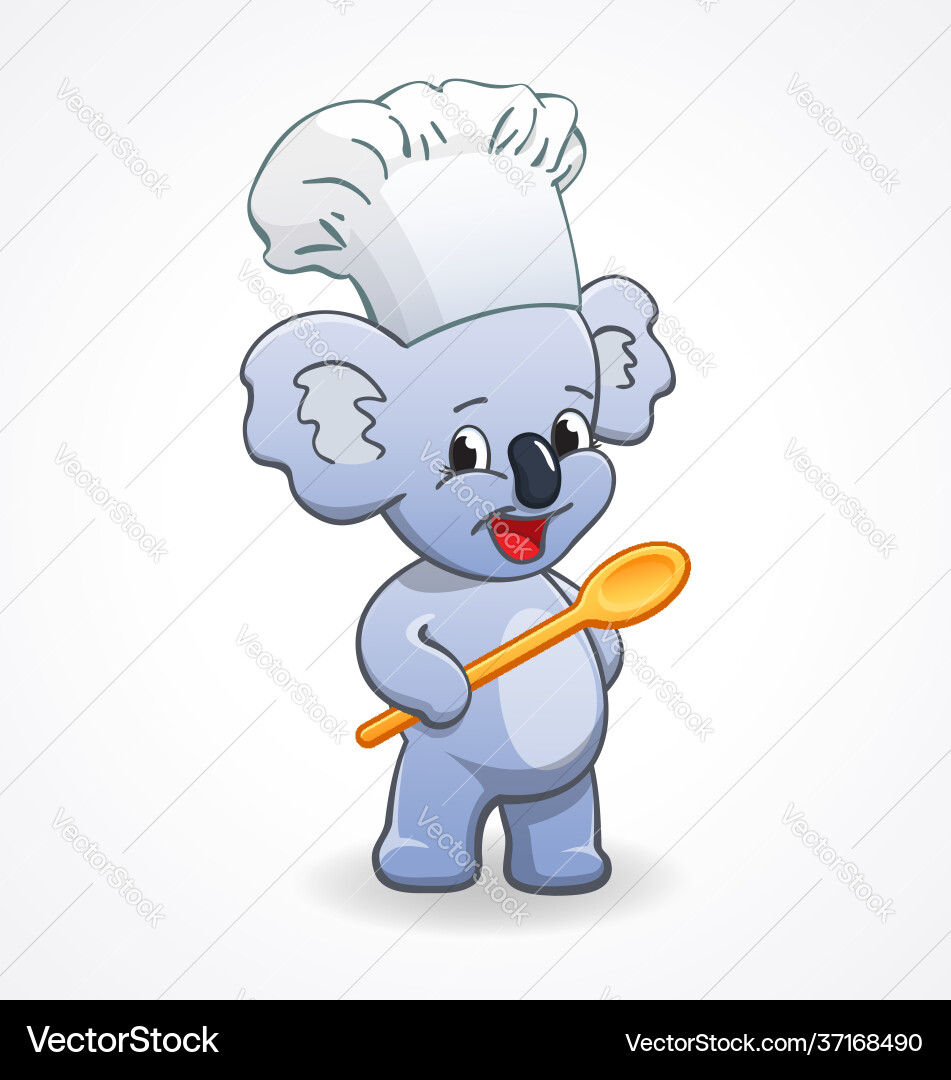 Koala chef cook cartoon character Royalty Free Vector Image
