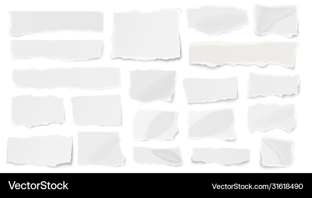Set paper different shapes ripped scraps Vector Image
