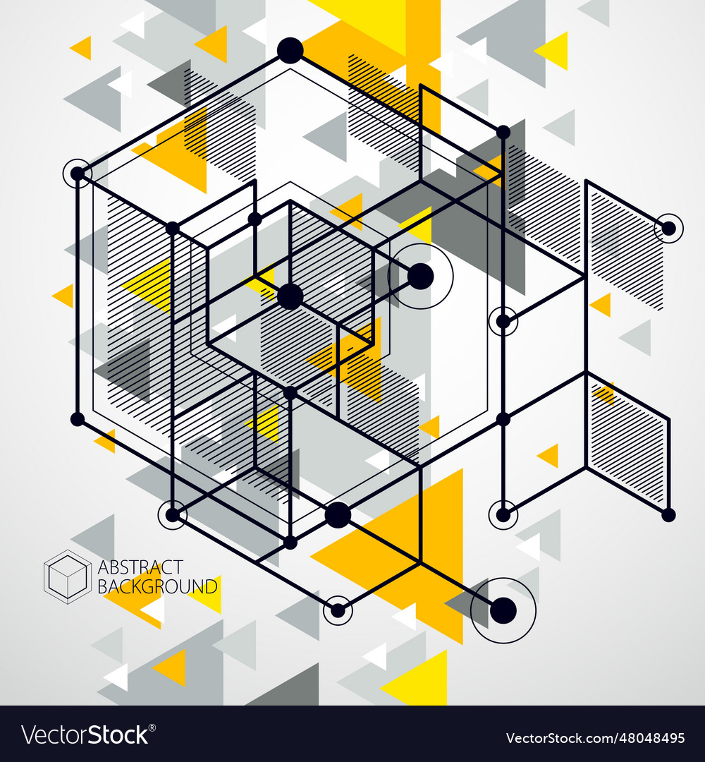 Abstract Geometric 3d Cube Pattern And Yellow Vector Image