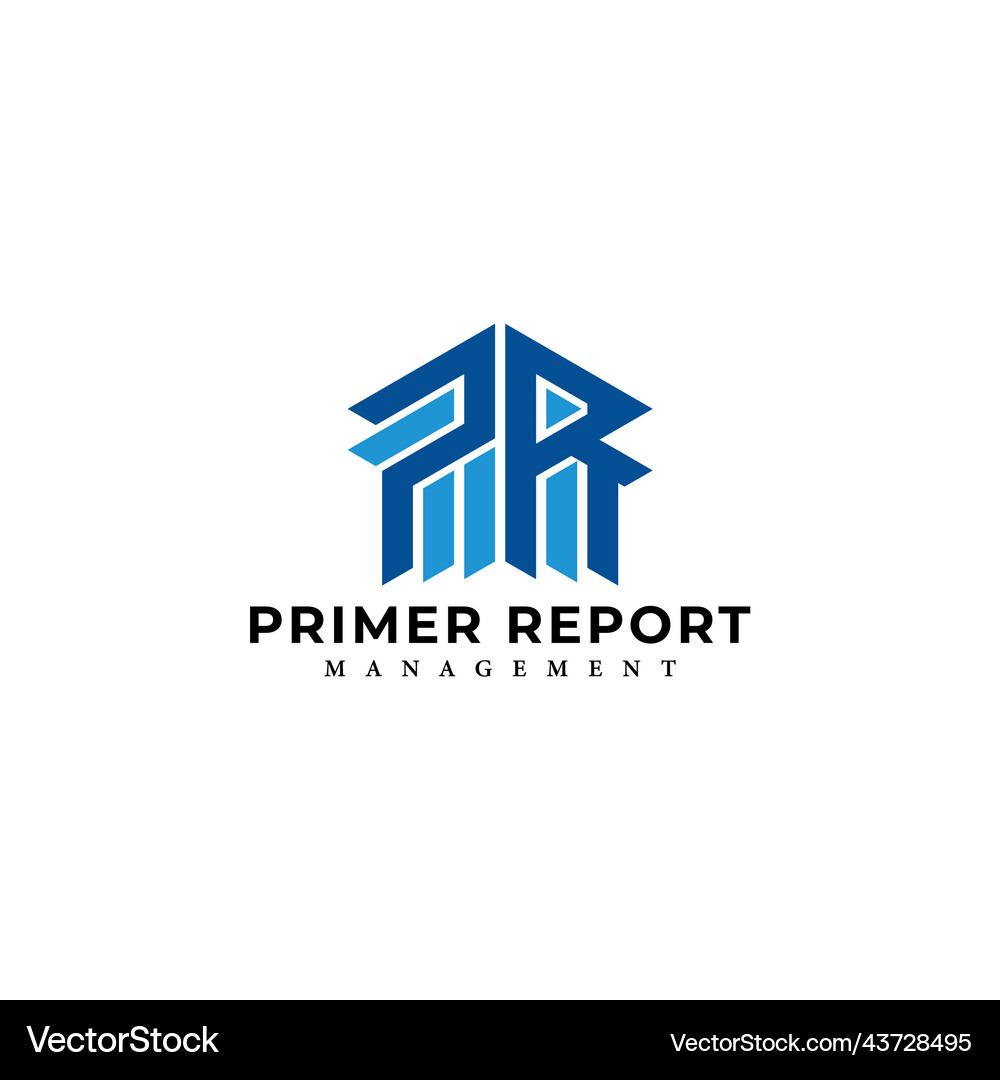 Abstract initial letter pr or rp logo in blue Vector Image