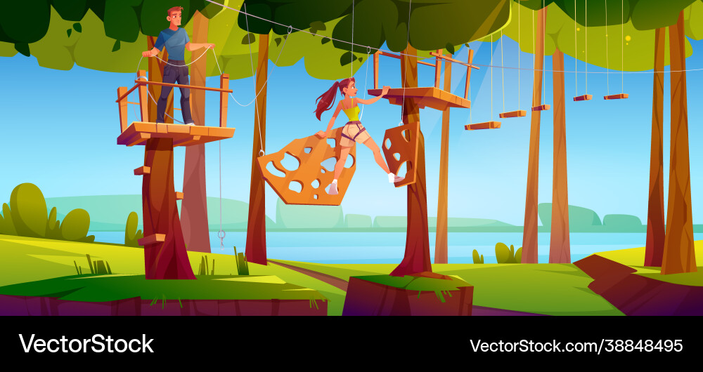 Adventure park rope ladder Royalty Free Vector Image