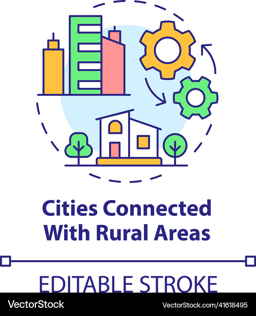 Cities connected with rural areas concept icon Vector Image
