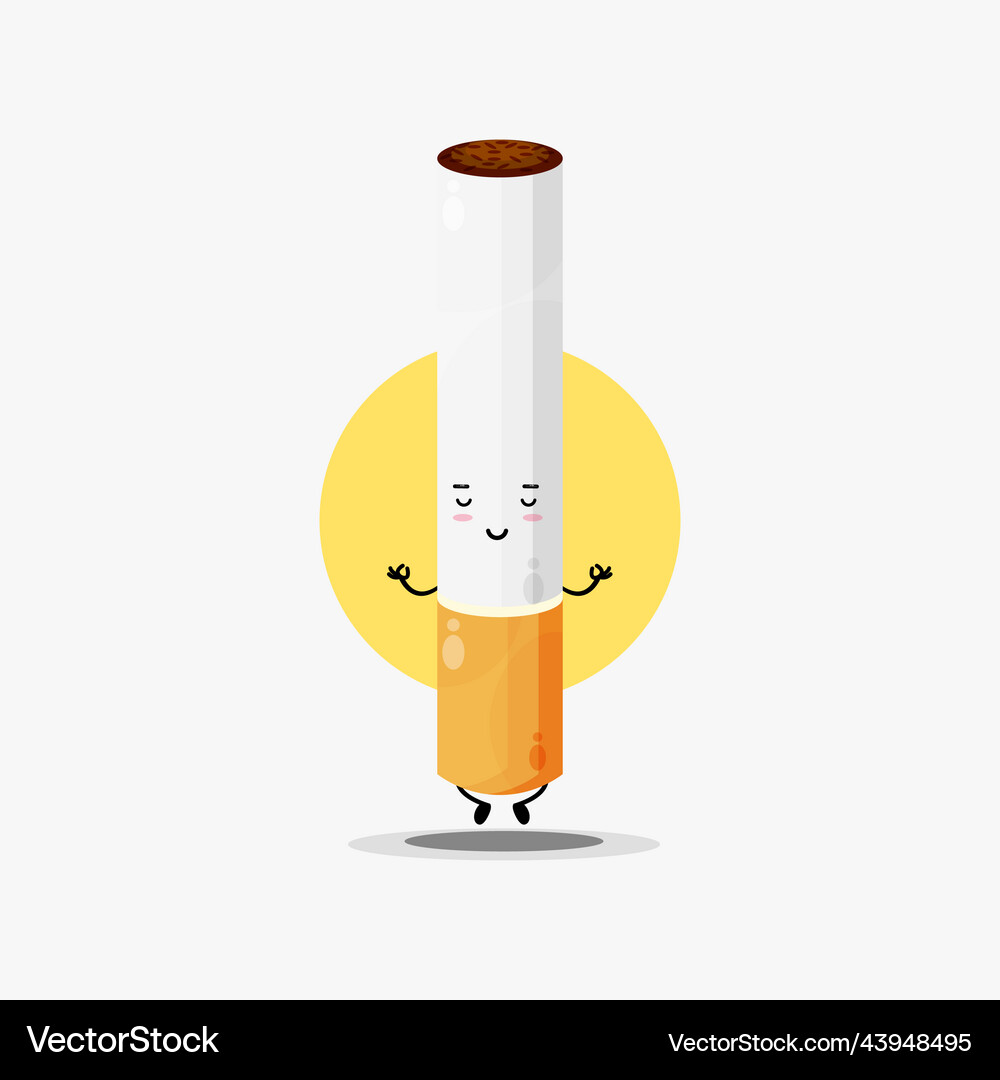 Cute cigarette character meditating in yoga pose Vector Image