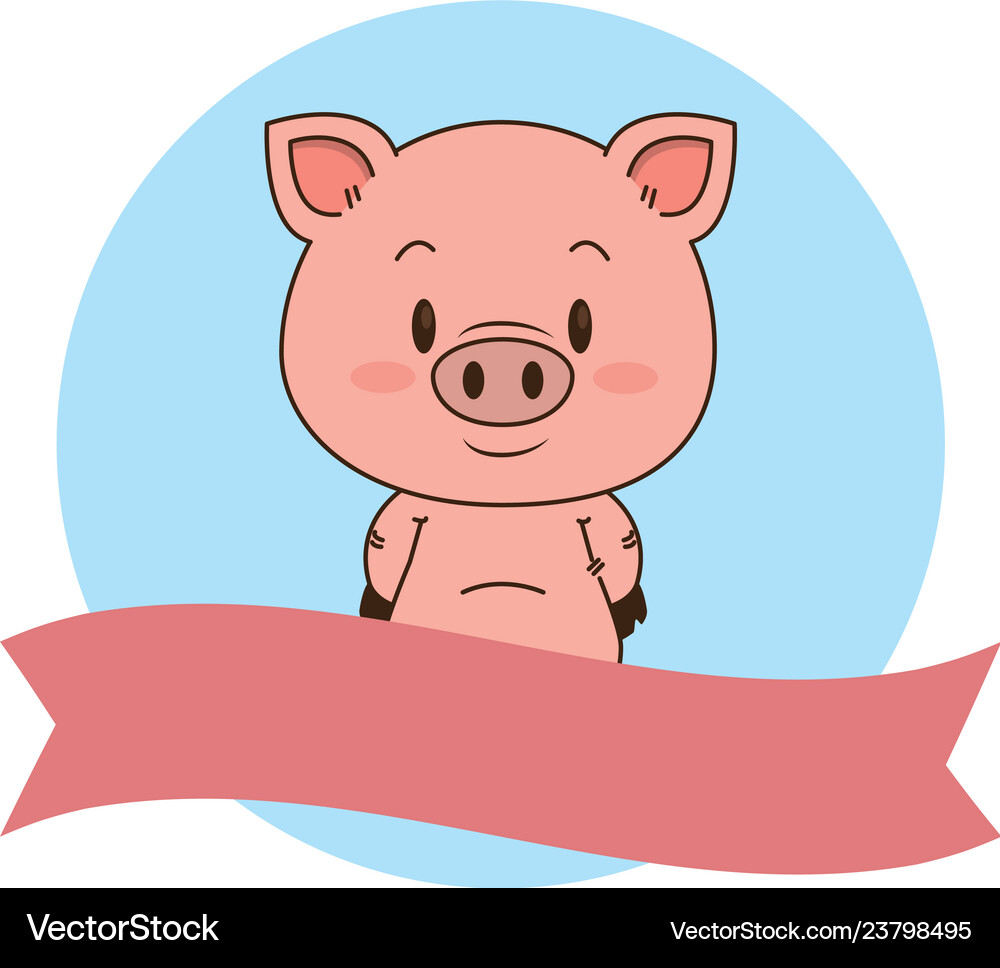 Cute little pig character Royalty Free Vector Image