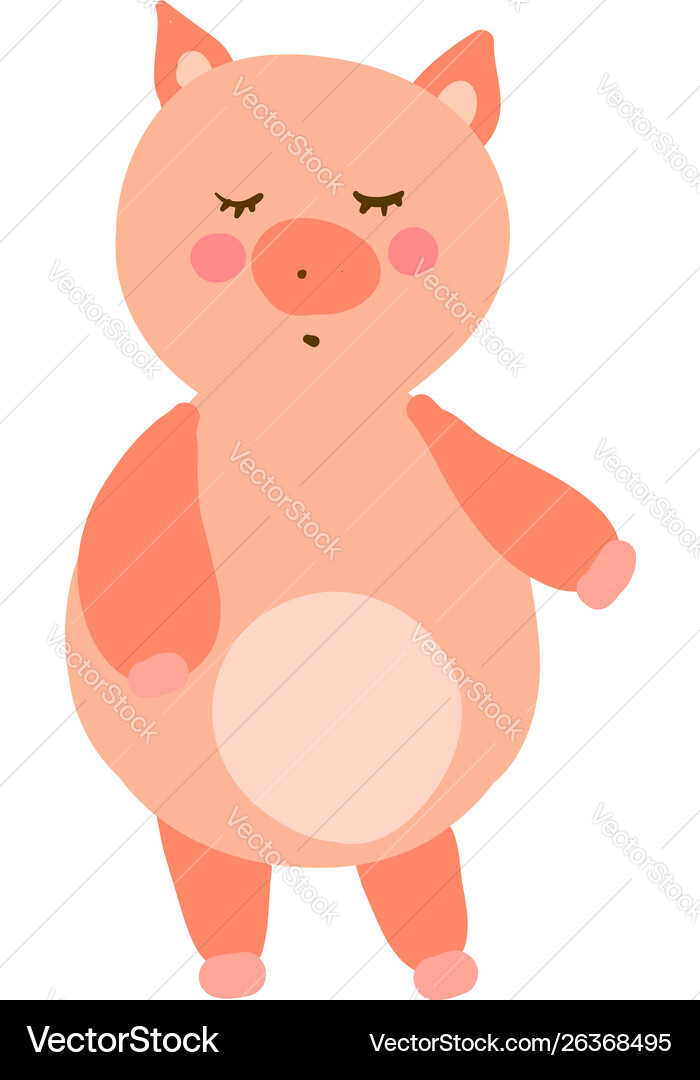 Fat little pig on white background Royalty Free Vector Image