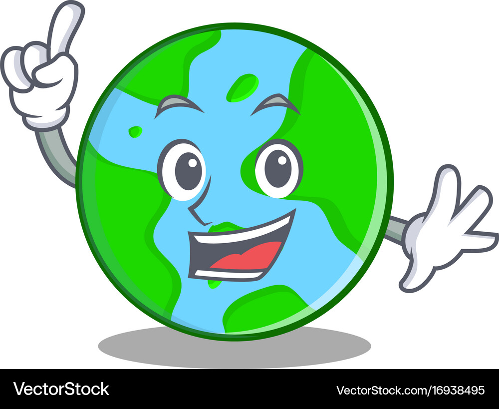 Finger world globe character cartoon Royalty Free Vector