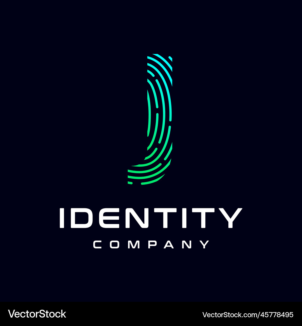 Fingerprint j letter template logo design Vector Image