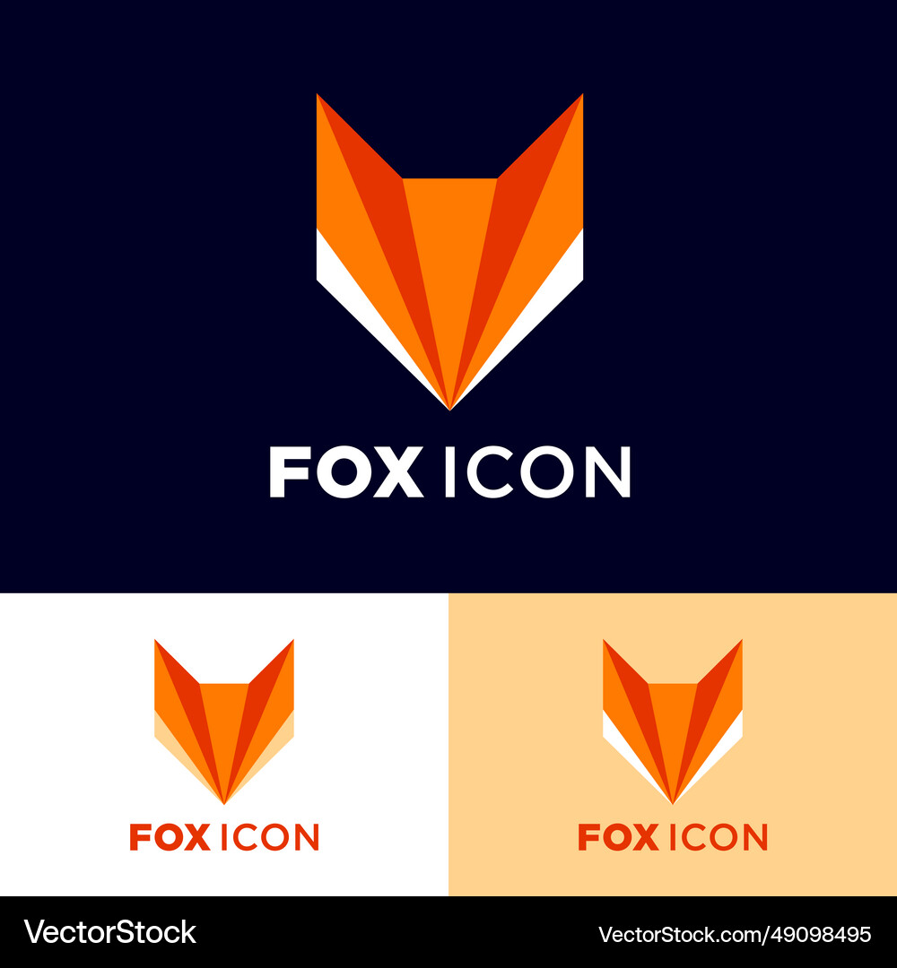 Fox emblem mascot animal geometric flat icon Vector Image
