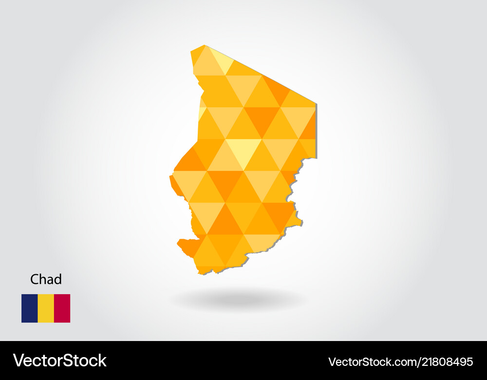 Geometric polygonal style map of chad low poly Vector Image