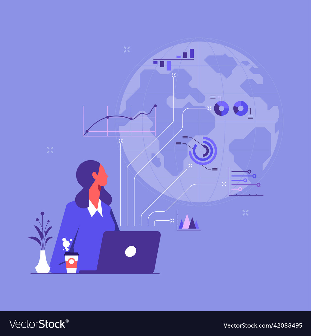 Global data analysis concept Royalty Free Vector Image