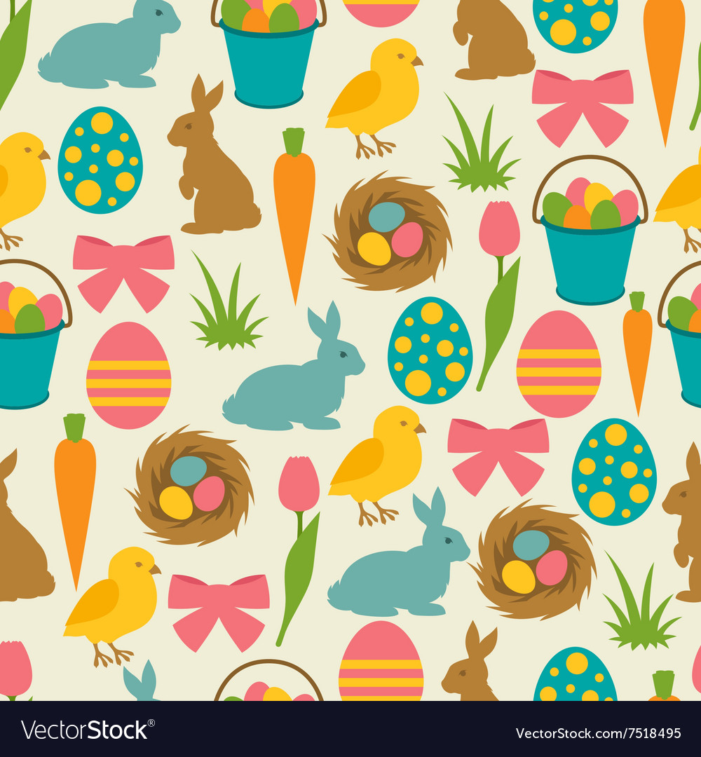 Happy Easter seamless pattern with decorative Vector Image