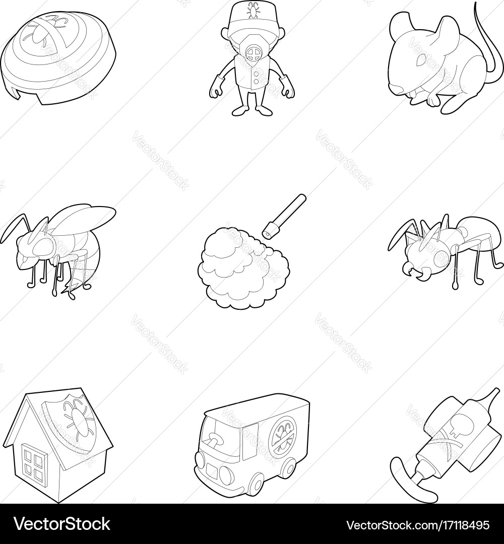 Insect extermination icons set outline style Vector Image