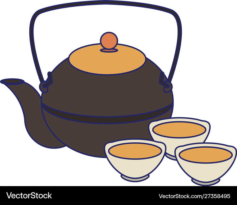 Japanese cast iron teapot Royalty Free Vector Image