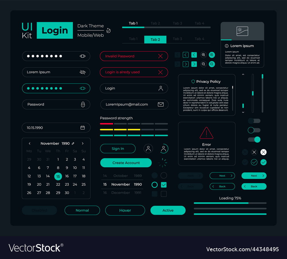 Login ui elements kit Royalty Free Vector Image Login ui elements kit Royalty Free Vector Image