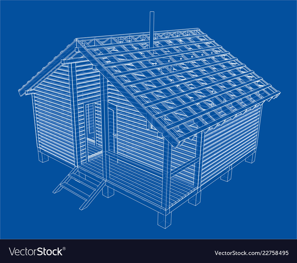 Sketch Of Small House Rendering Of 3d Royalty Free Vector