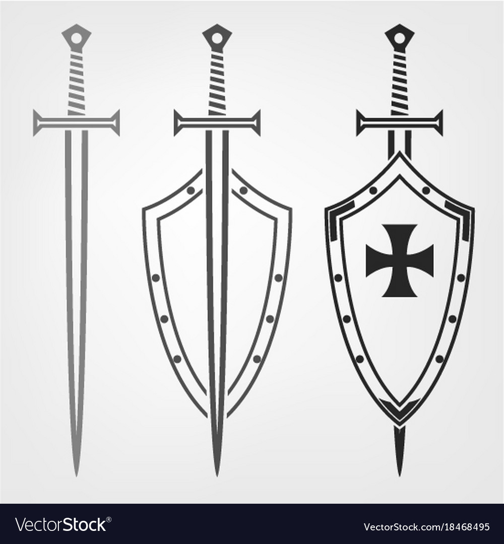 Swords And Shield Royalty Free Vector Image Vectorstock