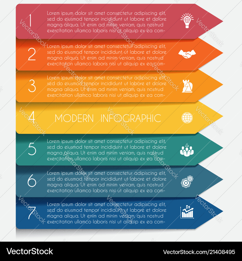 Template infographic horizontal colorful arrows Vector Image