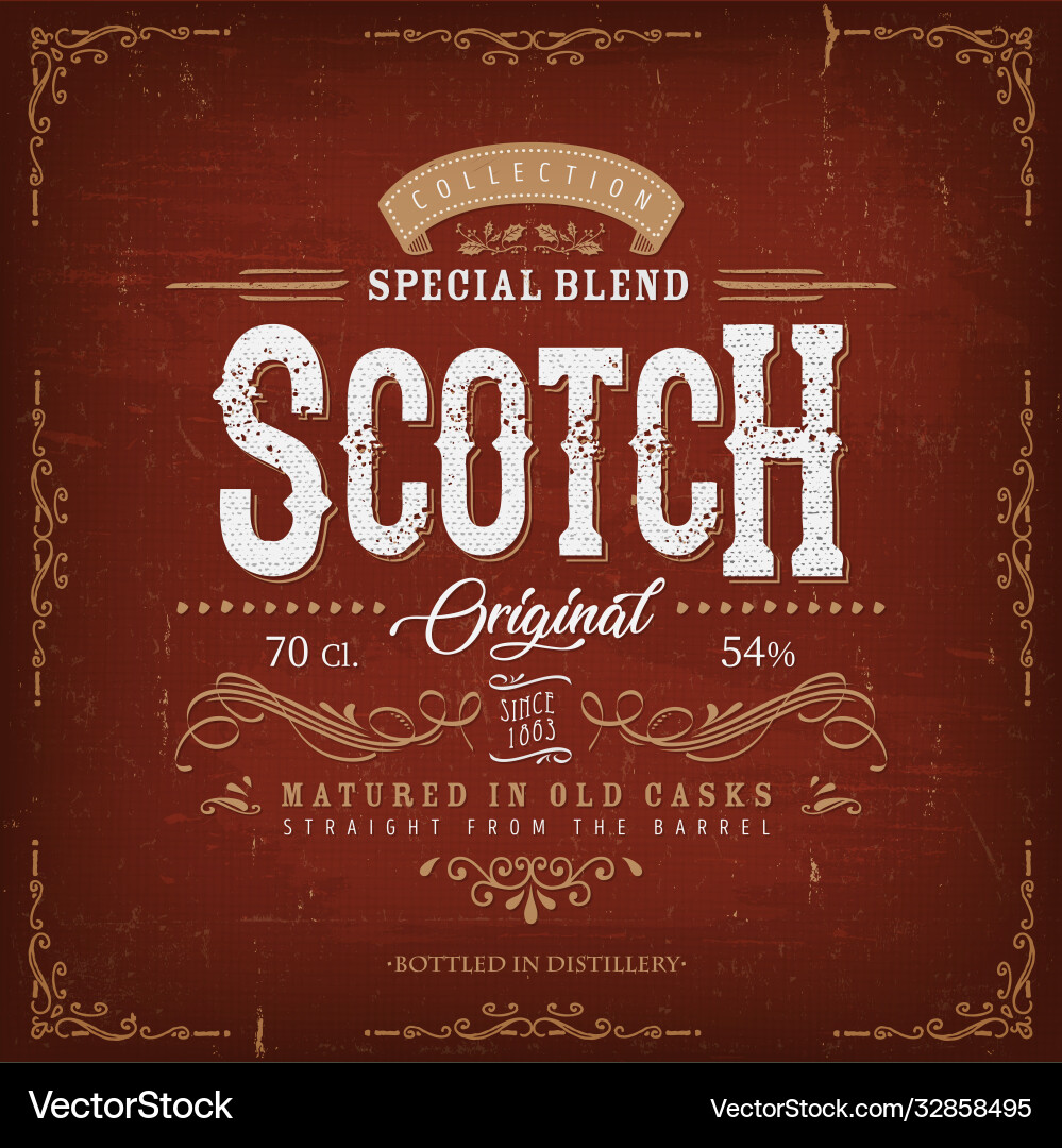 Vintage whisky label for bottle Royalty Free Vector Image