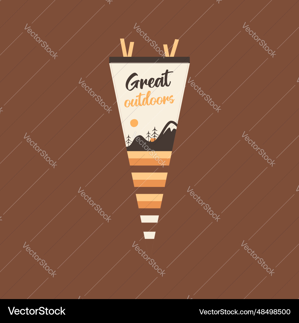 Adventure pennant camping flag design Royalty Free Vector