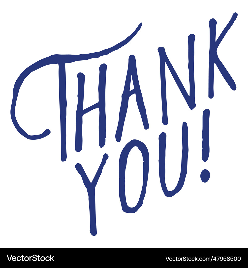 Blue thank you lettering Royalty Free Vector Image