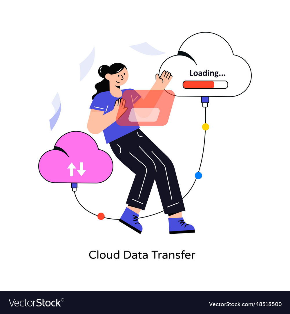 Cloud data transfer flat style design illus Vector Image