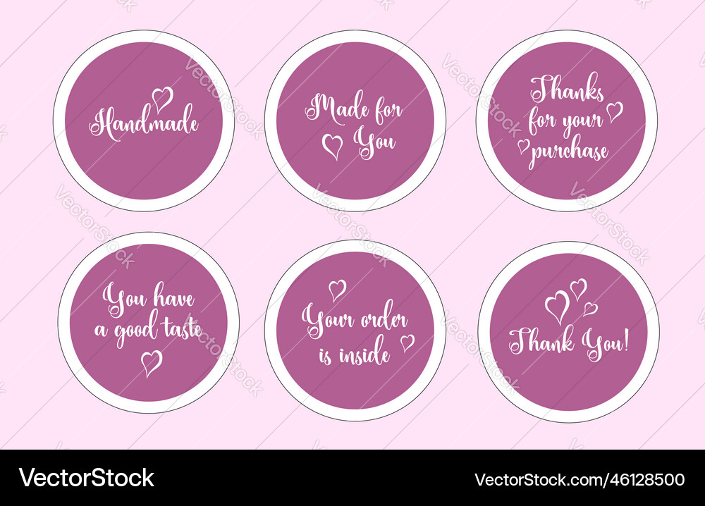 Cute business stickers pack handmade thanks Vector Image