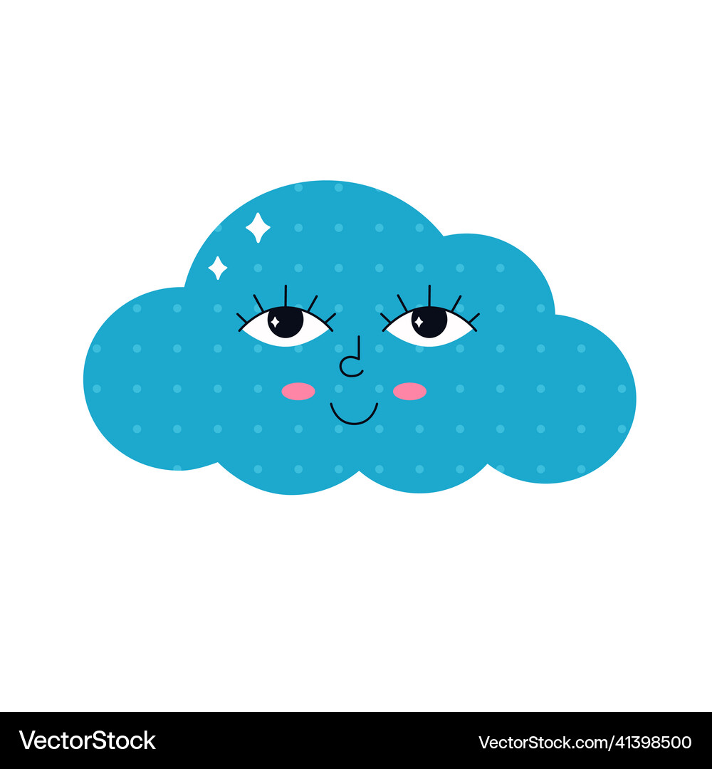 Cute cloud character in retro style with eyes Vector Image