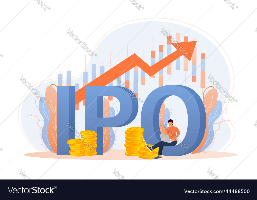 Ipo initial public offering investment Royalty Free Vector