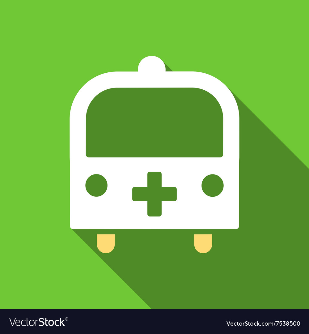 Medical bus flat long shadow square icon Vector Image Medical bus flat long shadow square icon Vector Image