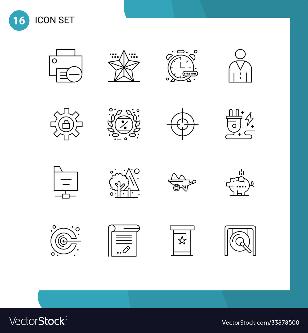 Mobile Interface Outline Set 16 Pictograms Vector Image