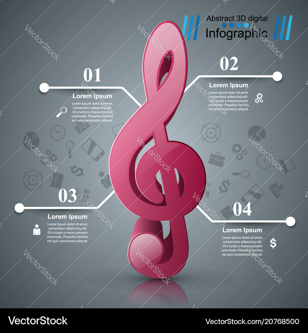 Music infographic treble clef icon note icon Vector Image