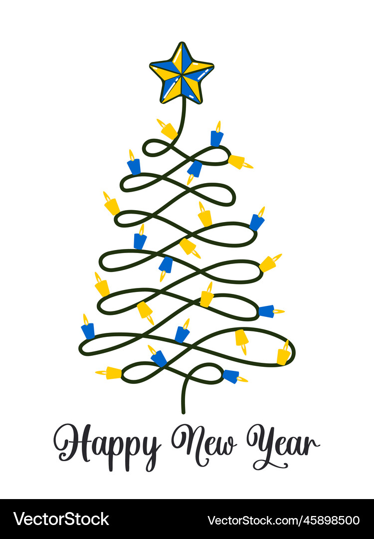 New years christmas tree with lights Royalty Free Vector