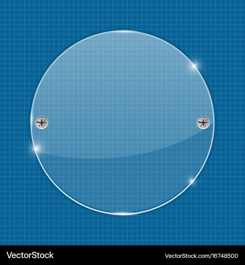 Round glass plate on blueprint background Vector Image